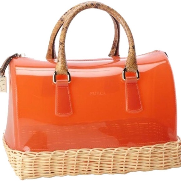 Furla | Bags | Furla Orange Wicker Candy Satchel | Poshmark